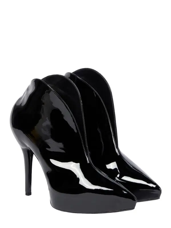 Alaïa Patent Leather Pointed Toe Ankle Boots - Black