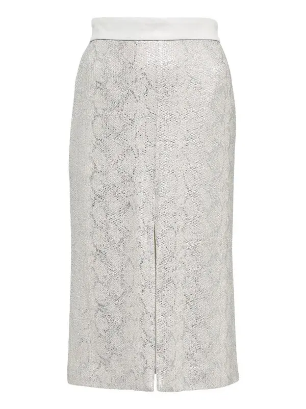 JACQUES WEI Sequined Midi Skirt - Silver