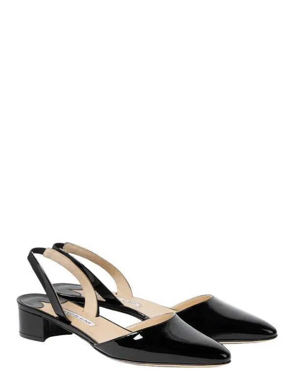 Manolo Blahnik Aspro 30 Patent Leather Slingback Pumps - Black