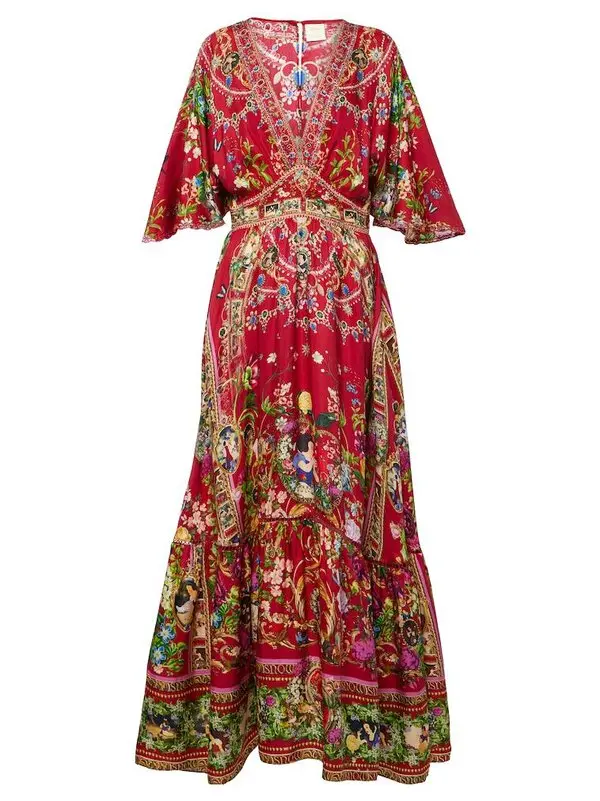 Camilla Printed Silk Maxi Dress - Multicoloured