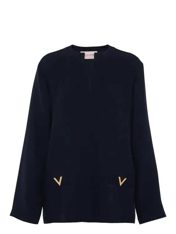 Valentino Garavani V-gold Cady Couture Top - Blue