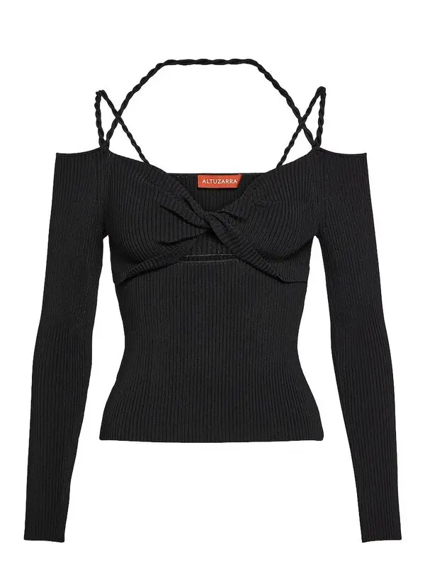 Altuzarra Ribbed-knit Cutout Top - Black