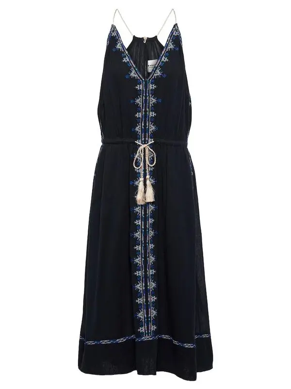 MARANT ETOILE Halterneck Embroidered Midi Dress - Black