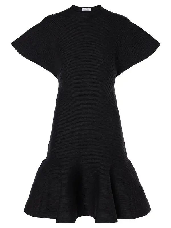 Alaïa Ribbed Wool-blend Mini Dress - Black