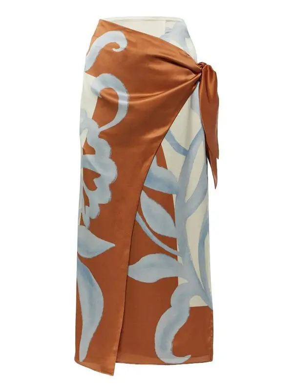 SIR. Sorrento Printed Silk Wrap Skirt - Multicoloured