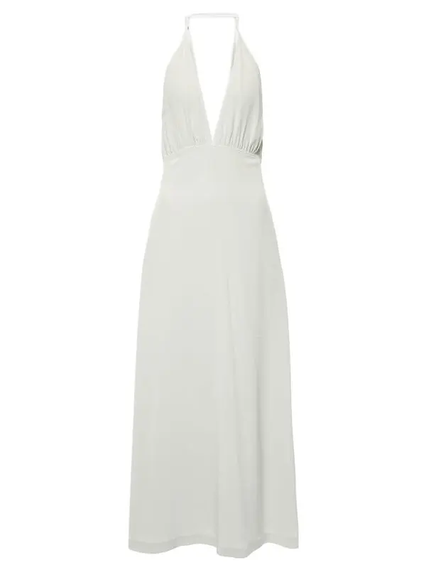 TOTEME Halterneck Silk Crepe De Chine Maxi Dress - Silver