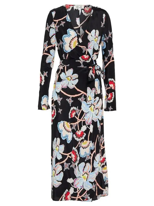 Diane Von Furstenberg Tilly Floral Wrap Midi Dress - Multicoloured