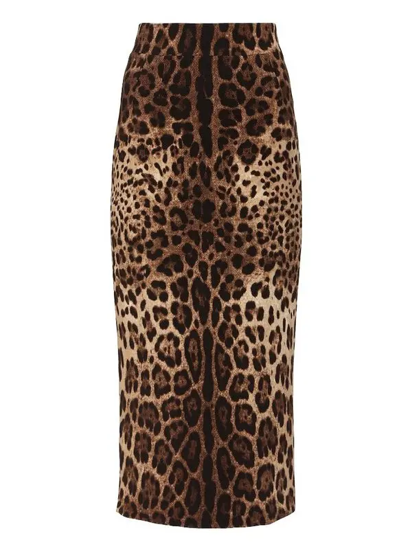 Dolce & Gabbana Leopard Print Wool Pencil Skirt - Multicoloured