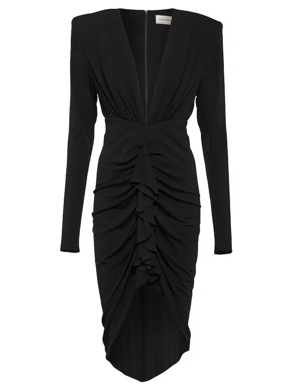 Alexandre Vauthier Draped Jersey Midi Dress - Black