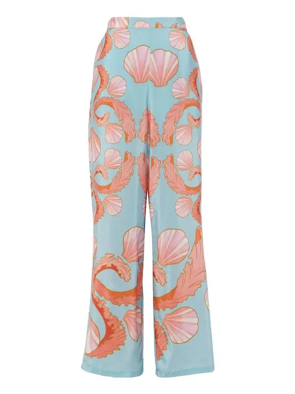 ADRIANA DEGREAS Printed Silk Wide-leg Trousers - Multicoloured