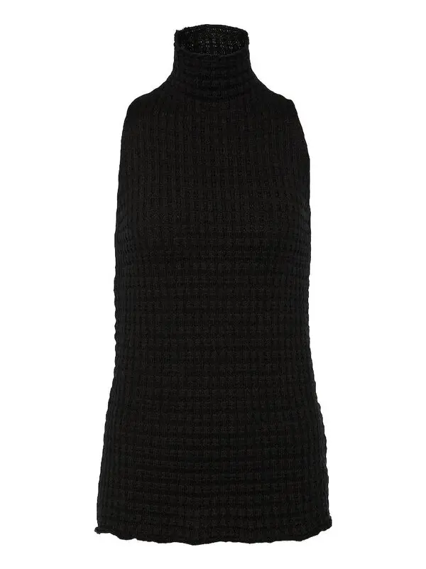JIL SANDER Sleeveless Frayed Cotton Top - Black