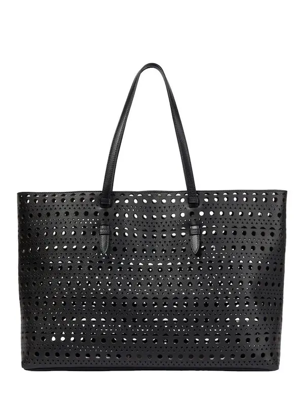 Alaïa Le Mina 44 Tote Bag In Ivory Glow Leather - Black