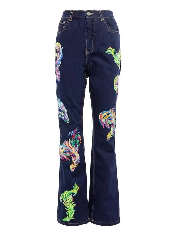 AREA Embroidered High-rise Straight Jeans - Multicoloured
