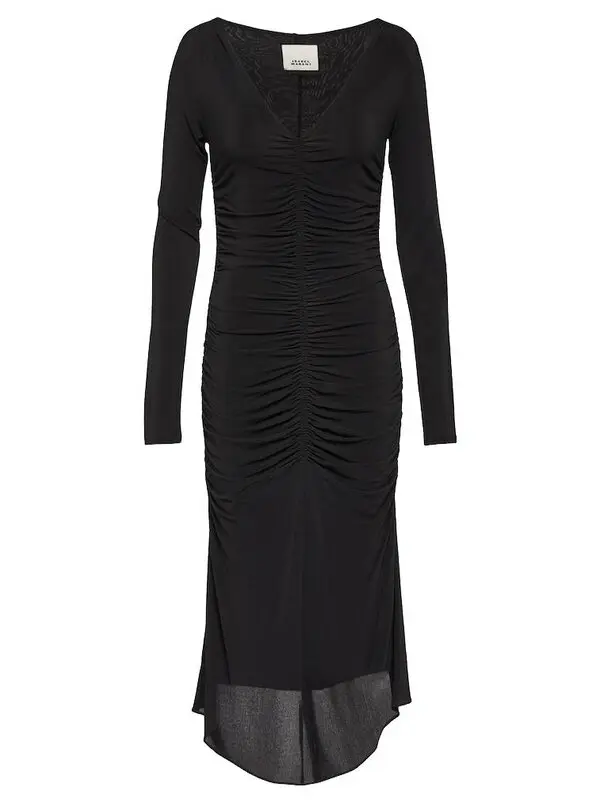 Isabel Marant Étoile Laly Ruched Jersey Midi Dress - Black