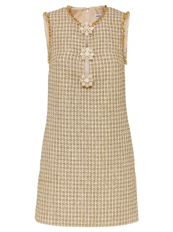 SELF-PORTRAIT Embellished Bouclé Minidress - Multicoloured