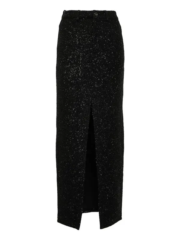 SELF-PORTRAIT Boucle Maxi Skirt - Black