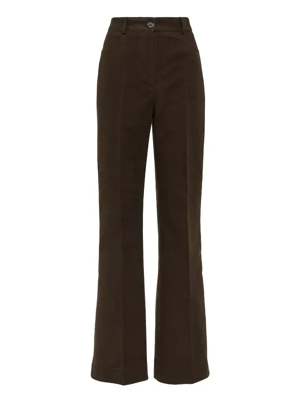TOTEME High-rise Velour Straight Leg Trousers - Brown
