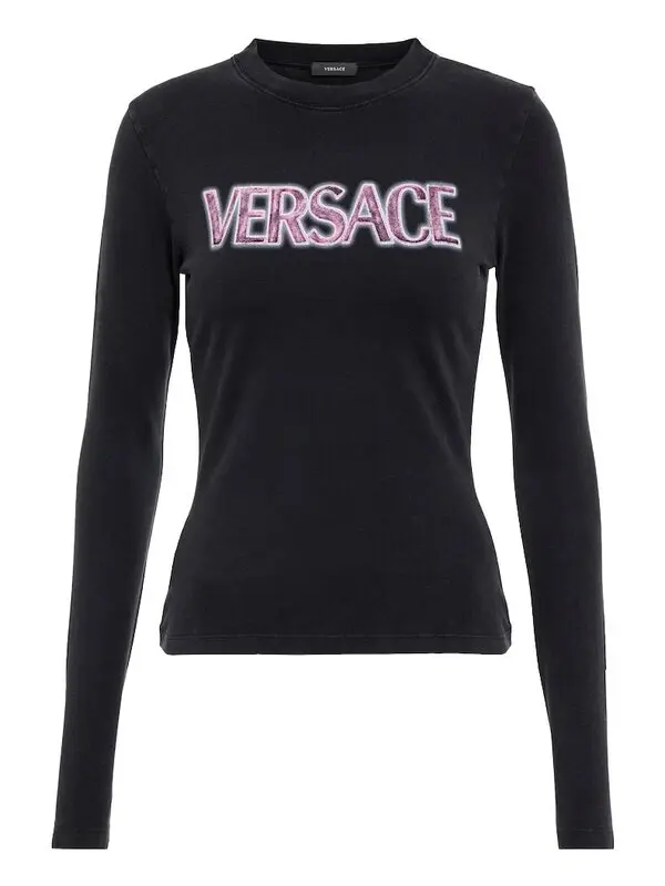 Versace Long Sleeve T-shirt With Logo - Multicoloured