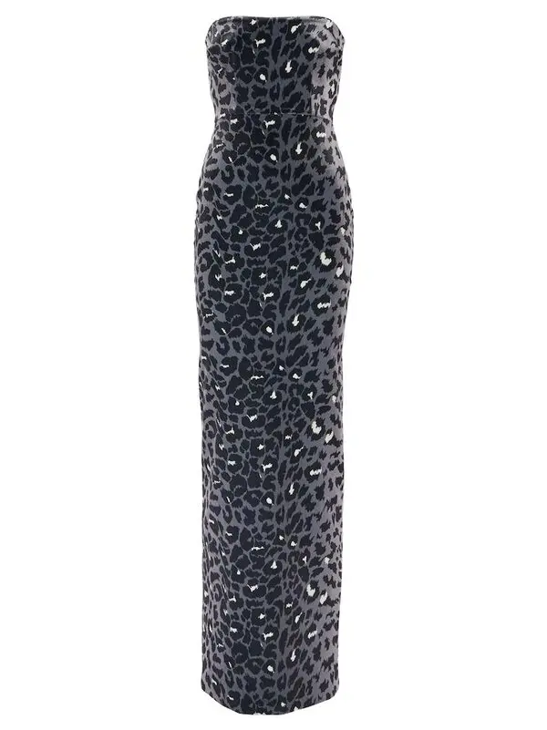 Alex Perry Leopard-print Velvet Gown - Multicoloured