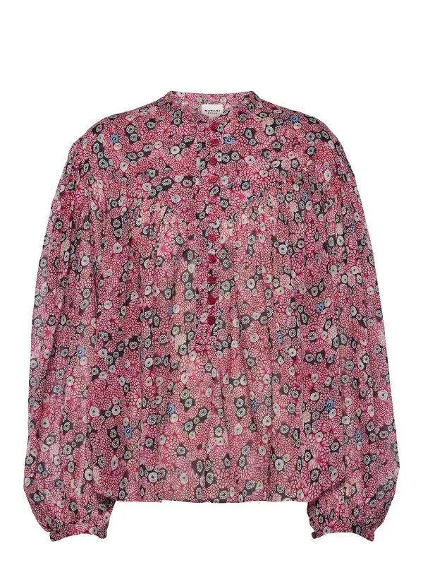 MARANT ETOILE Raspberry/black Printed Cotton Voile Blouse - Multicoloured