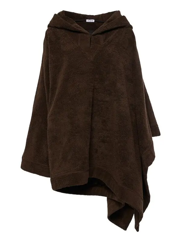 Alaïa Cotton Terry Hooded Poncho - Brown