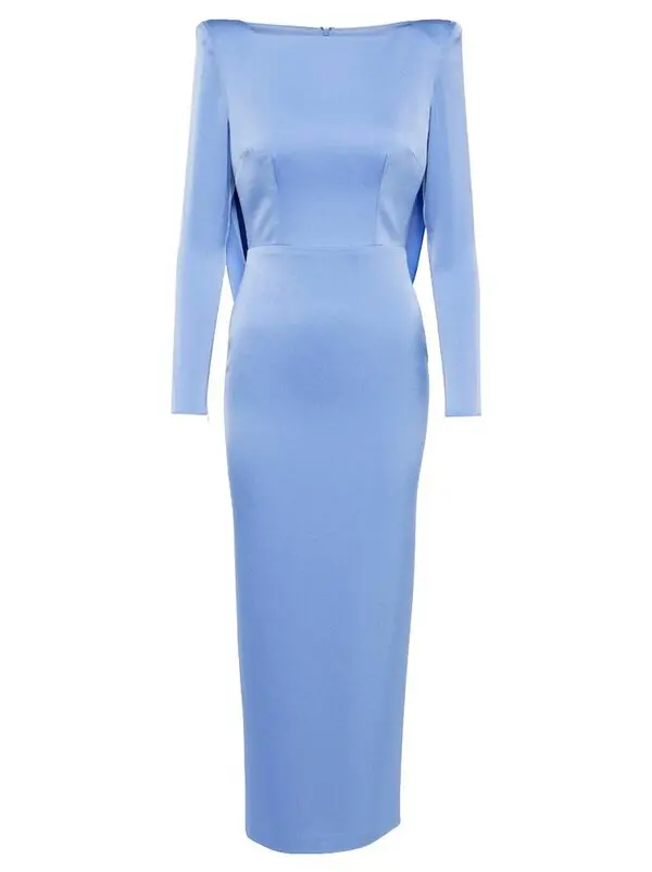 Alex Perry Draped Crepe Satin Midi Dress - Blue