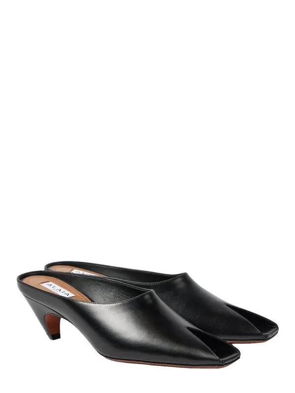 Alaïa Leather Pointed Toe Mules - Black