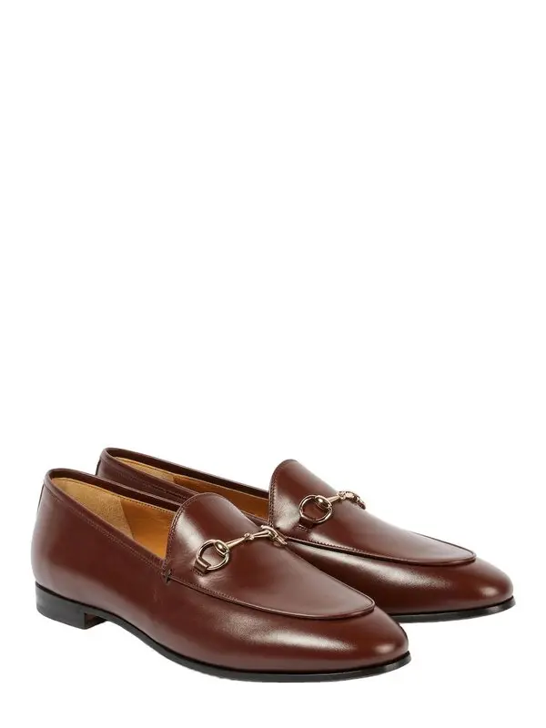 Gucci Jordaan Horsebit Leather Loafers - Brown