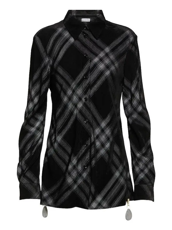 Burberry Checked Velvet Shirt - Black