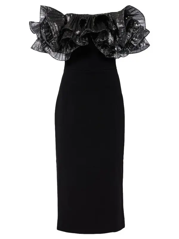 Rebecca Vallance Lumi Frill Detail Midi Dress - Multicoloured