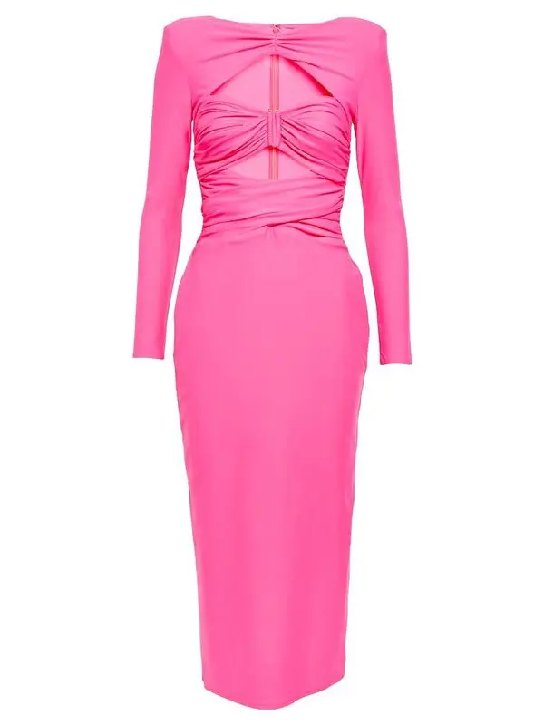 SELF-PORTRAIT Cutout Jersey Midi Dress - Pink