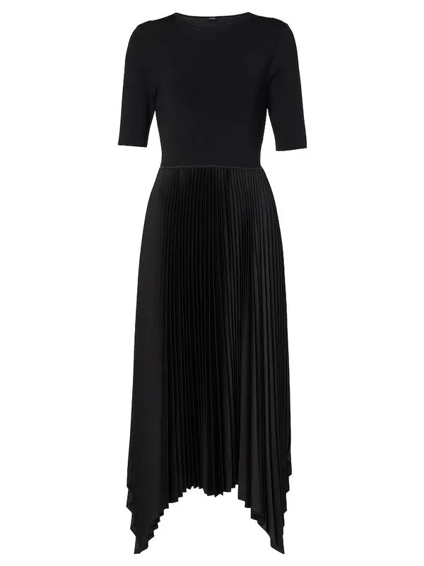 JOSEPH Darno Plissé Midi Dress - Black