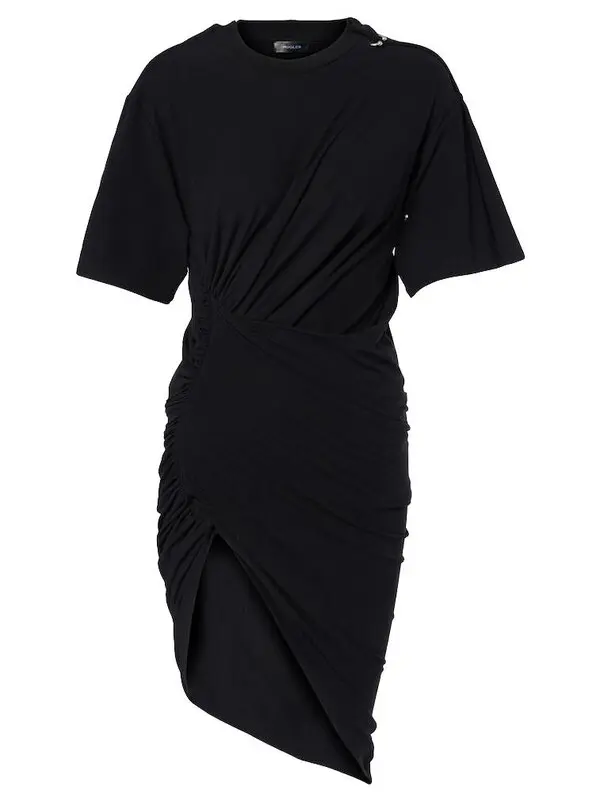 MUGLER Draped Jersey Mini Dress - Black