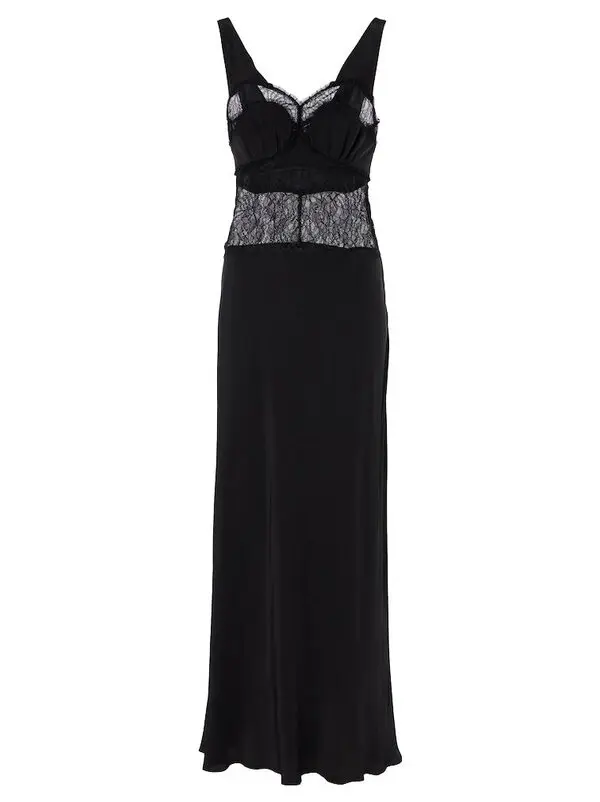 Victoria Beckham Lace-trimmed Silk Midi Dress - Black