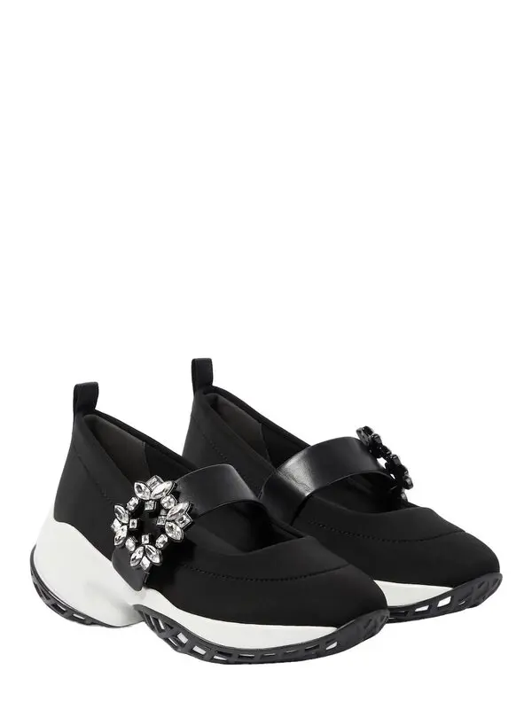 ROGER VIVIER Embellished Round Toe Sneakers - Black