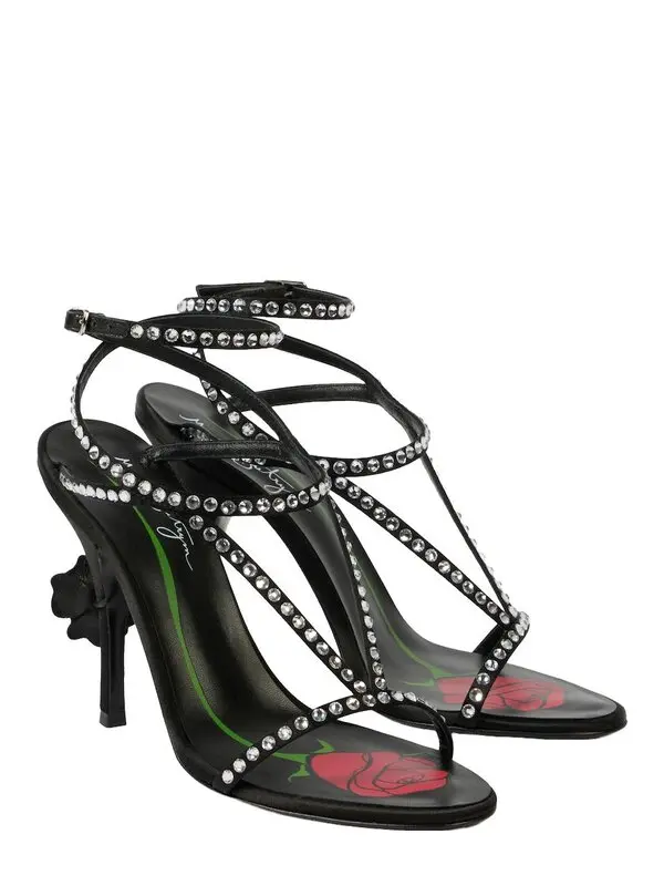 Magda Butrym Embellished Satin Sandals - Black