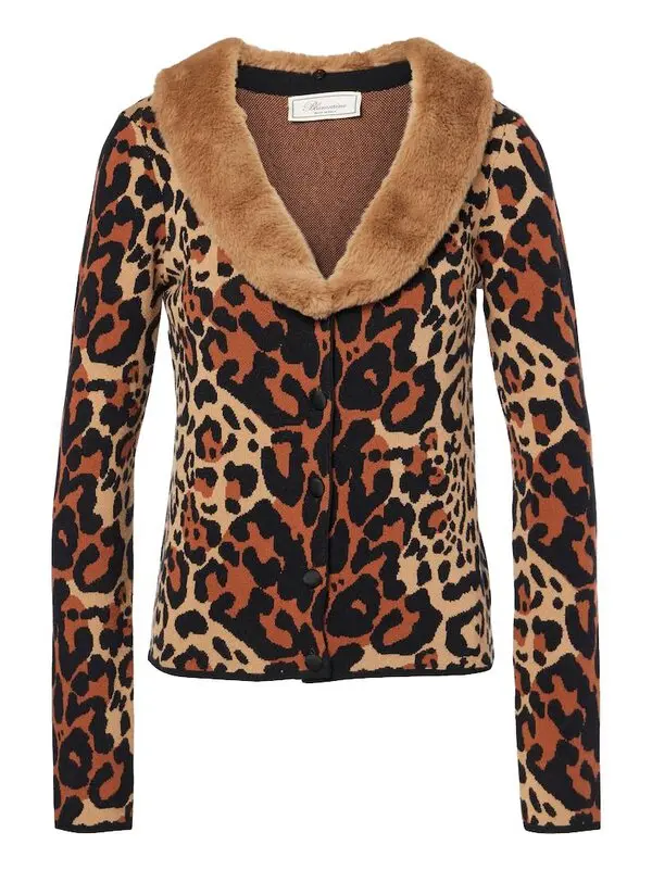 Blumarine Leopard-print Jacquard Cardigan - Multicoloured