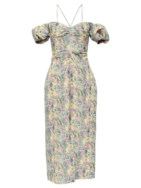 MARKARIAN Ruched Off-the-shoulder Midi Dress - Blue