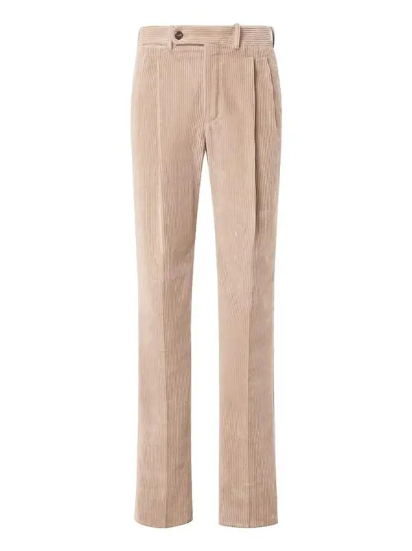 SLOWEAR Cotton Corduroy Straight-leg Trousers - Beige