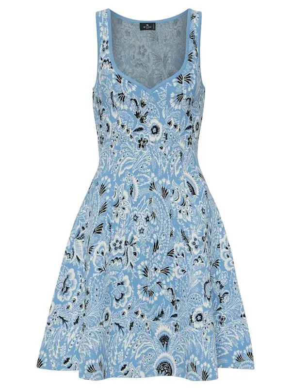 Etro Paisley Knitted Jacquard Minidress - Blue