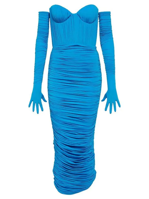 Alex Perry Strapless Sweetheart Ruched Mini Dress - Blue