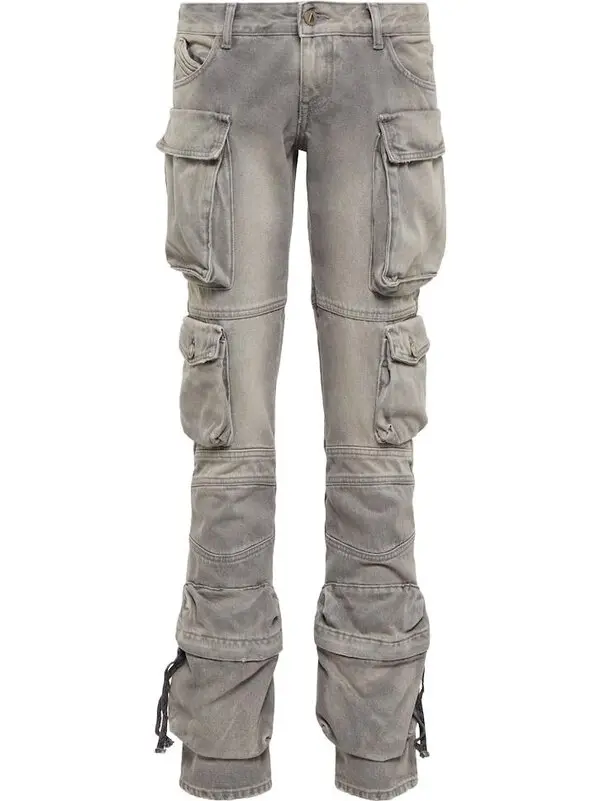 Attico Heather Cotton Cargo Pants - Grey