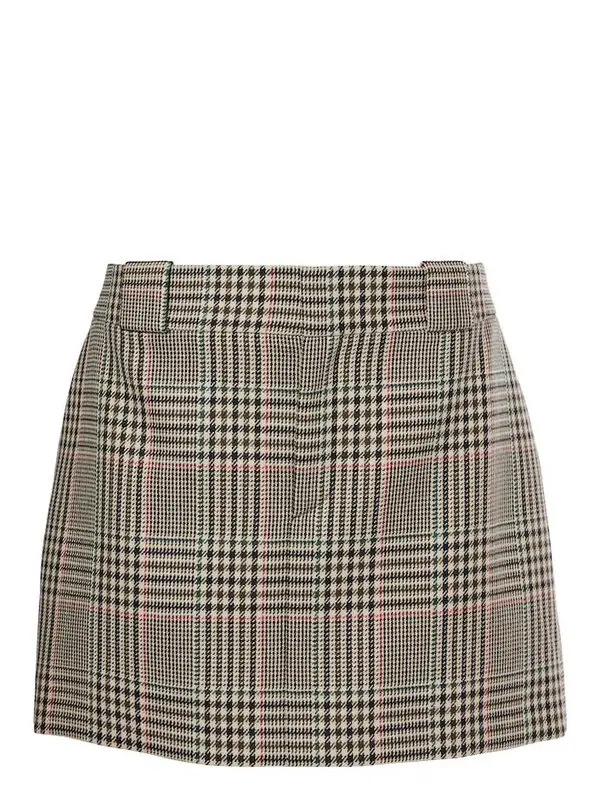 Chloé Checked Wool Miniskirt - Grey