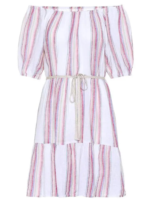 Velvet By Graham & Spencer Cinthia Striped Linen-blend Mini Dress - Multicoloured
