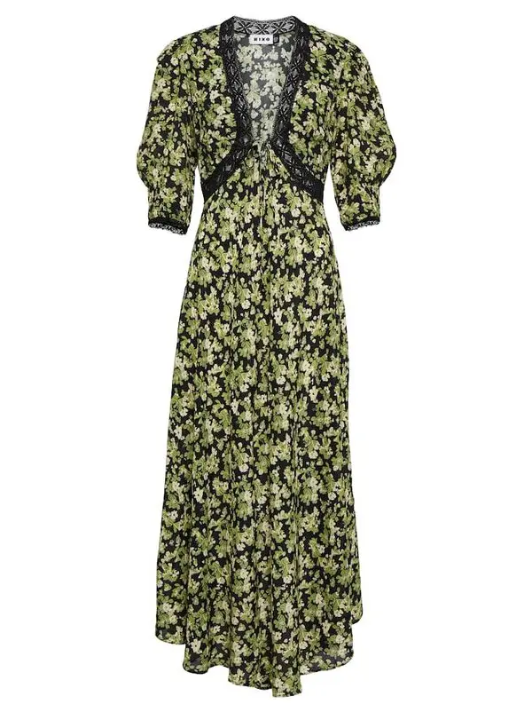 Rixo Amina Lace-trimmed Midi Dress - Multicoloured