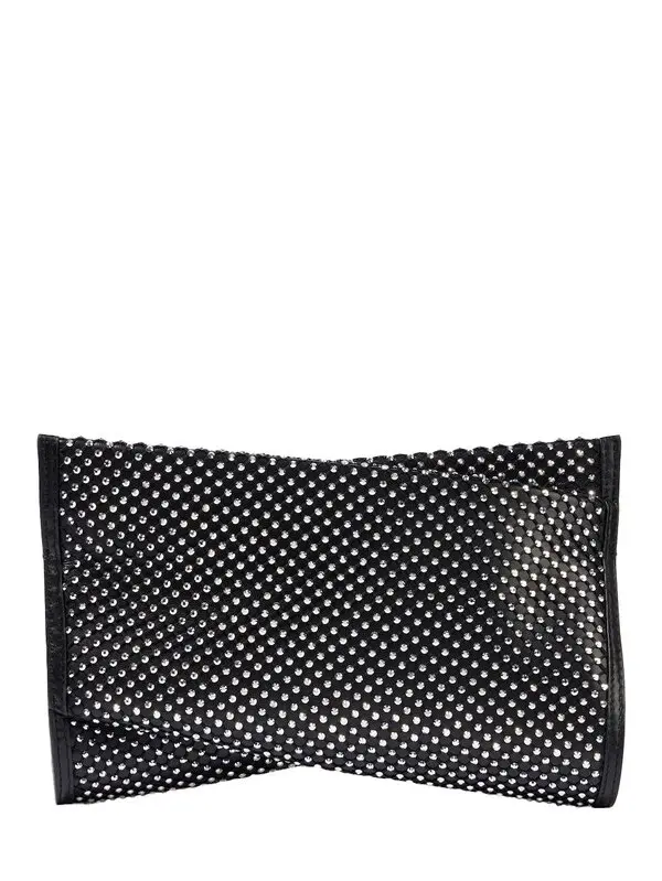 CHRISTIAN LOUBOUTIN Loubitwist Small Embellished Leather Clutch - Black
