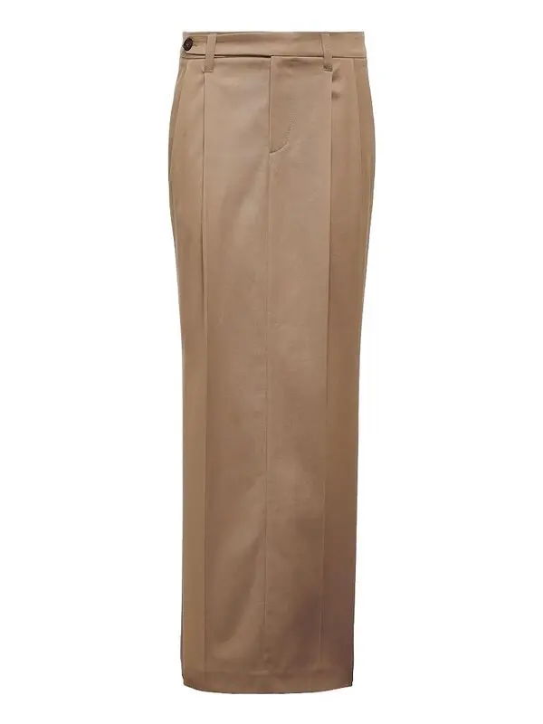 Brunello Cucinelli Pleated Low-rise Cotton-blend Maxi Skirt - Beige