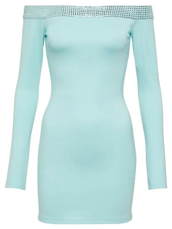 David Koma Aqua/silver Crystal-embellished Minidress - Blue