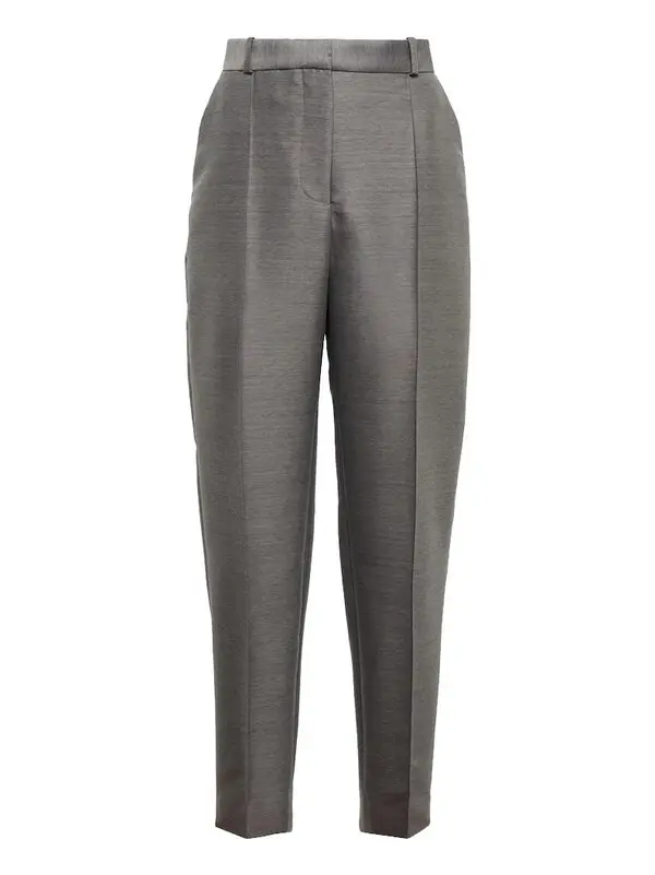 TOTEME Mid-rise Straight Cotton And Wool-blend Pants - Grey