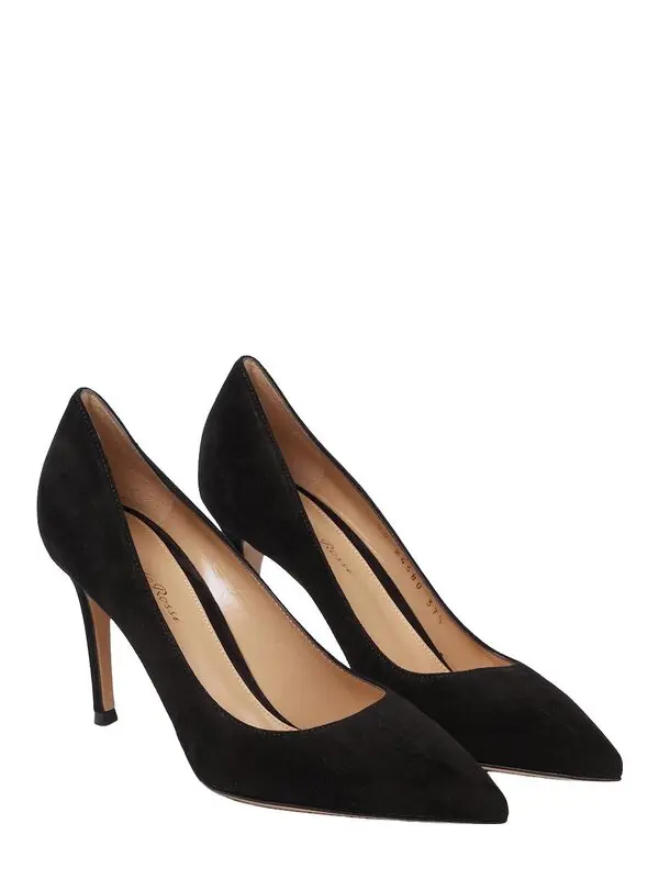 GIANVITO ROSSI Suede Pointed Toe Pumps - Black